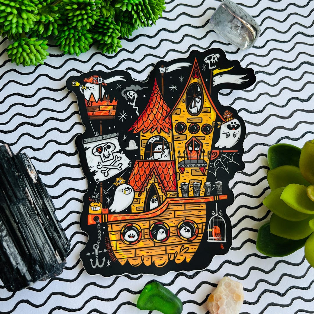 Jumbo Ghost Pirate Ship Vinyl Sticker | Summerween Sticker - Etsy