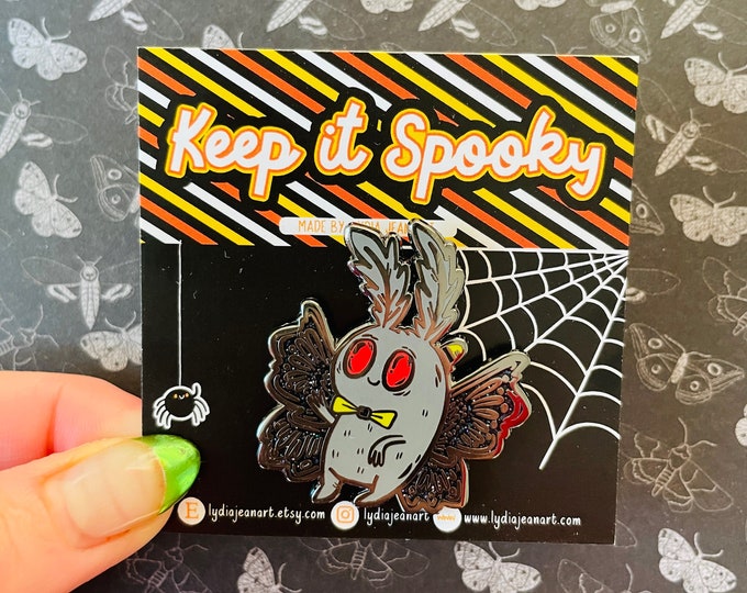 Dapper Mothman Enamel Pin - Mothman Pin - Cryptid Pin - Enamel Pin ...