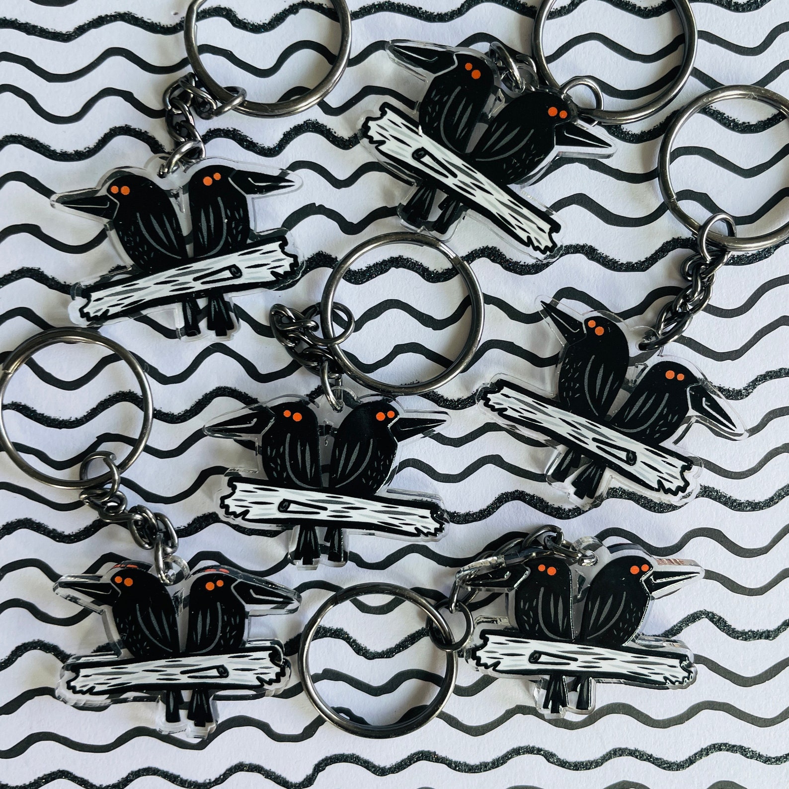 Crow Keychain Crow Charm Crow Keyring Crow Key Charm - Etsy