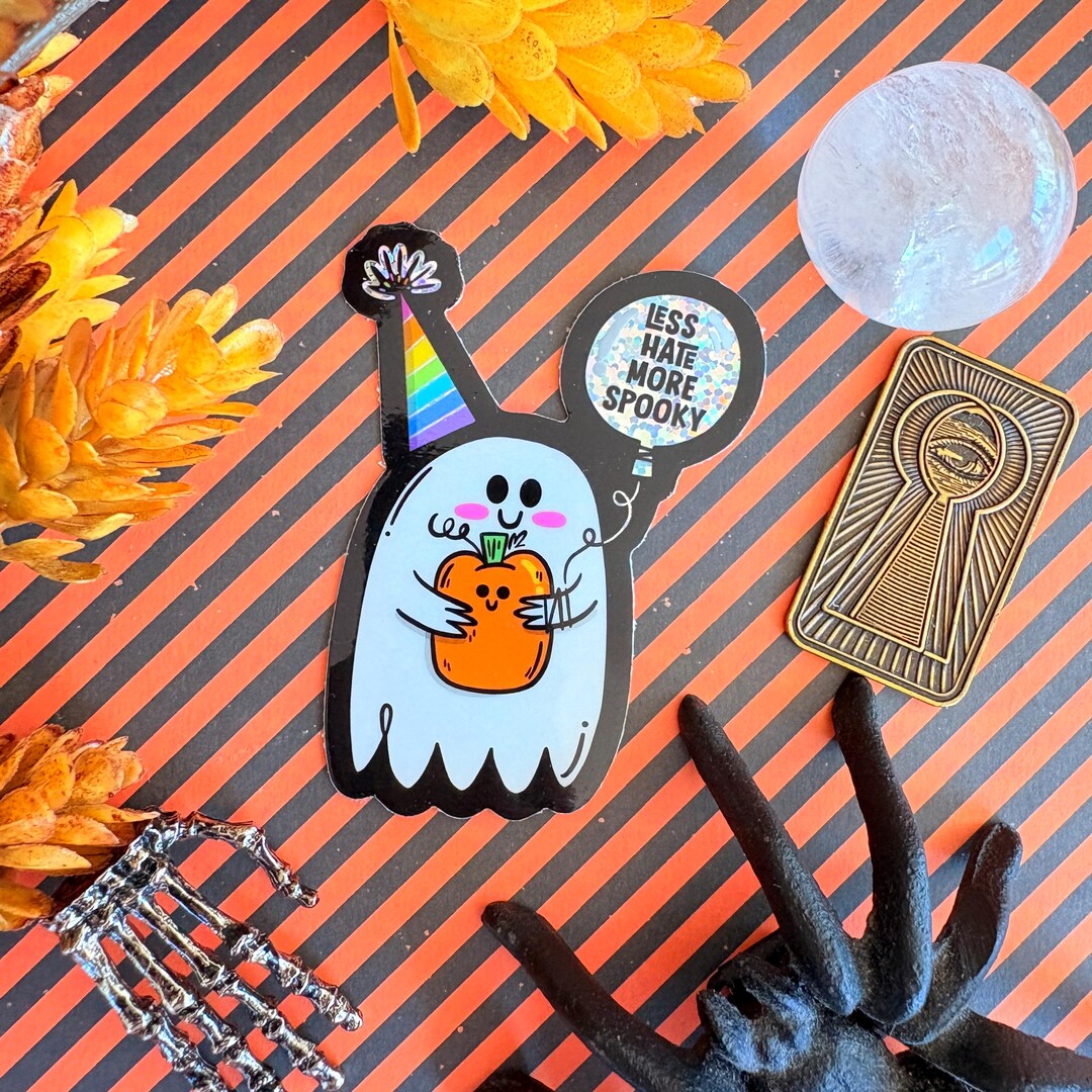 Less Hate More Spooky Ghost Vinyl Sticker - Etsy