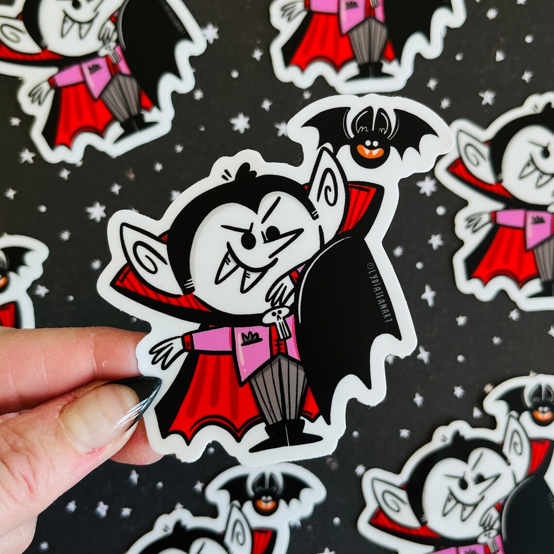 Vampire & Pet Bat Vinyl Sticker - Etsy