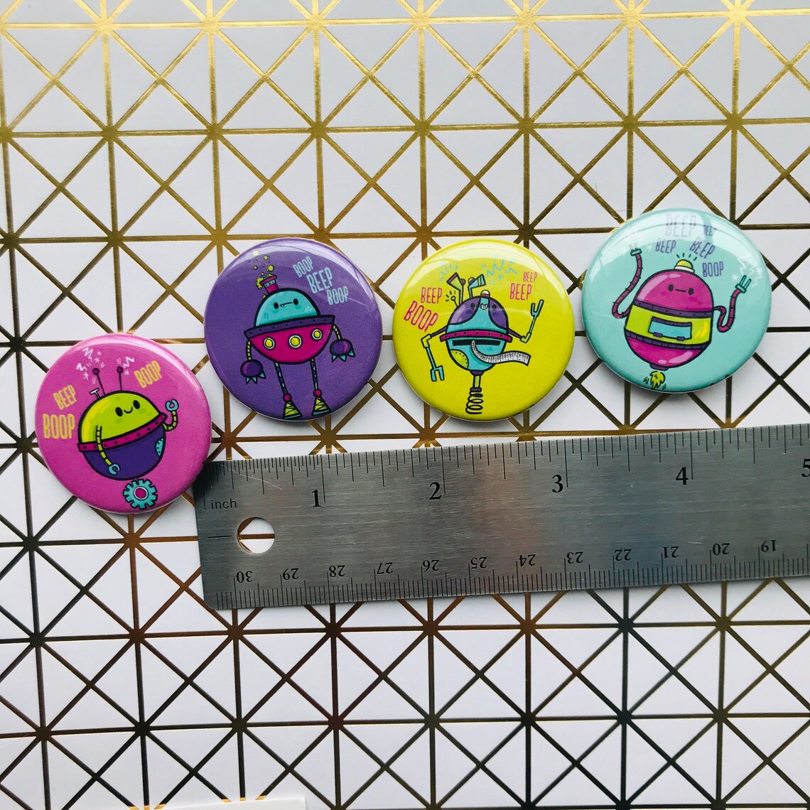 Robot Attack Robot Pin or Magnet Set Robot Party Robot - Etsy