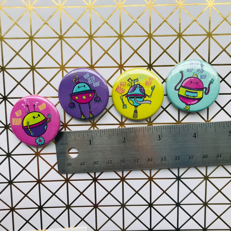 Robot Attack Robot Pin or Magnet Set Robot Party Robot - Etsy