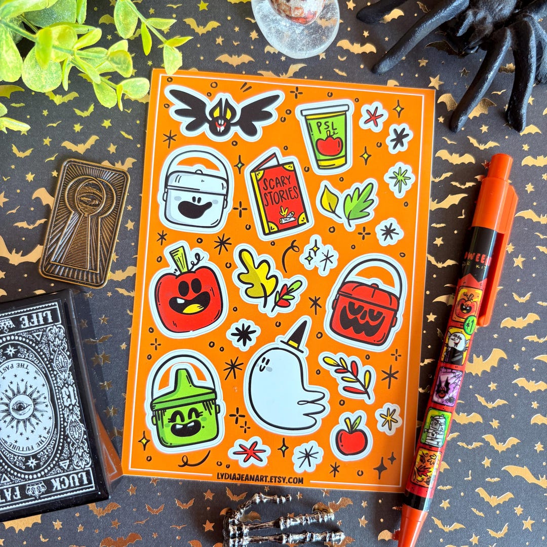 Halloween Trick or Treat Sticker Sheet : Vinyl Sticker Sheet - Original ...