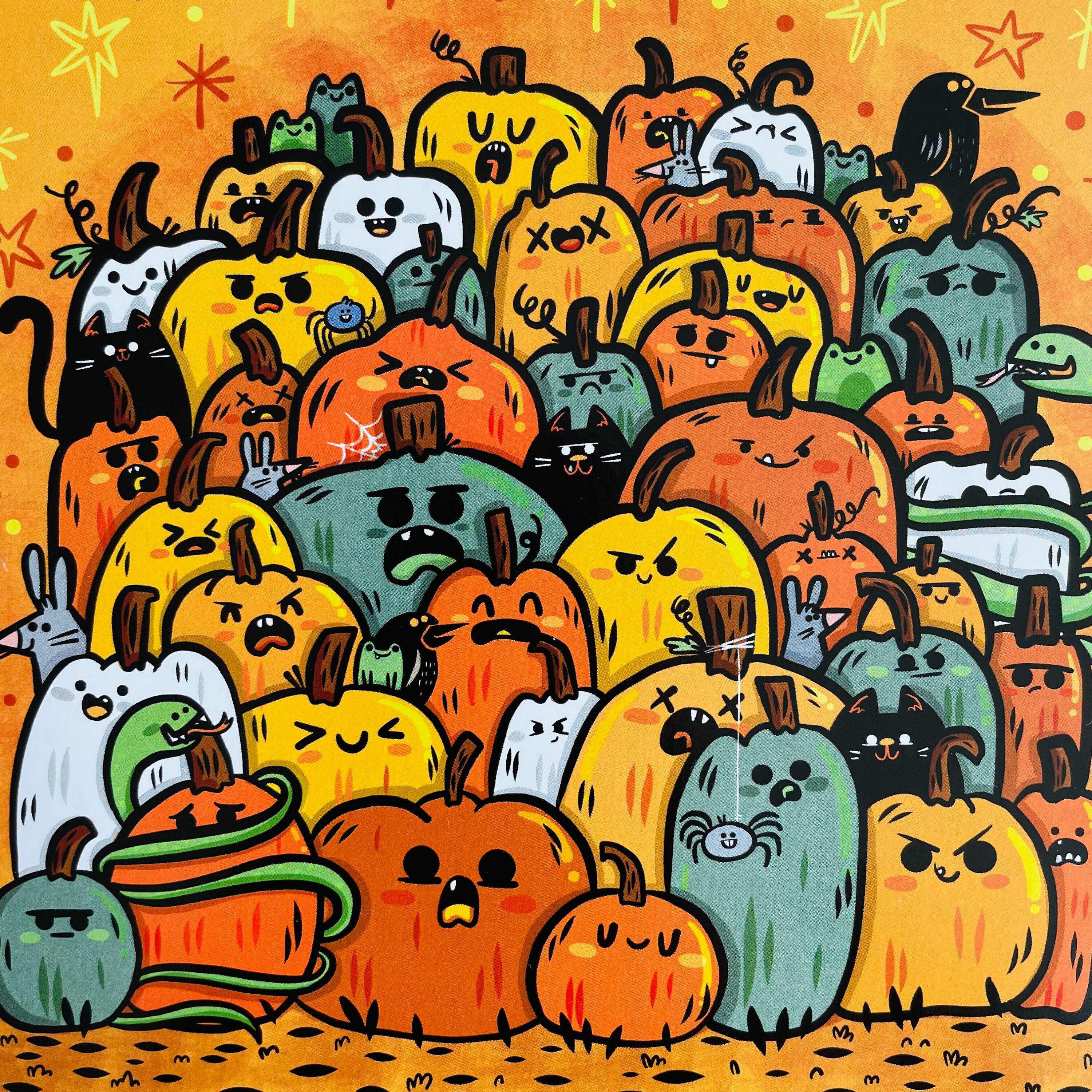 Pumpkin Pile Pumpkin Patch Art Print | Halloween Art | Spooky Cute Art ...