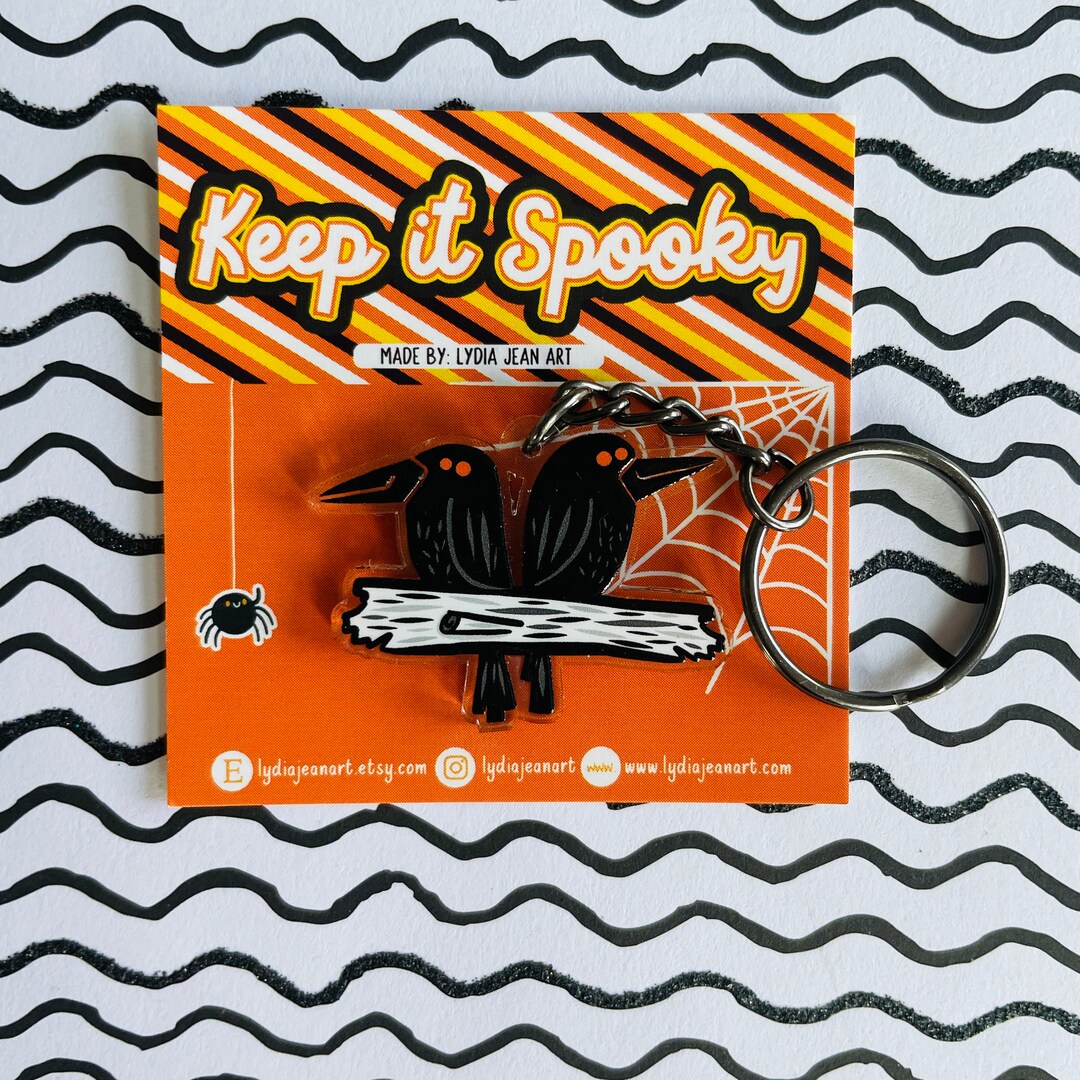 Crow Keychain, Crow Charm, Crow Keyring, Crow Key Charm | Murder of ...