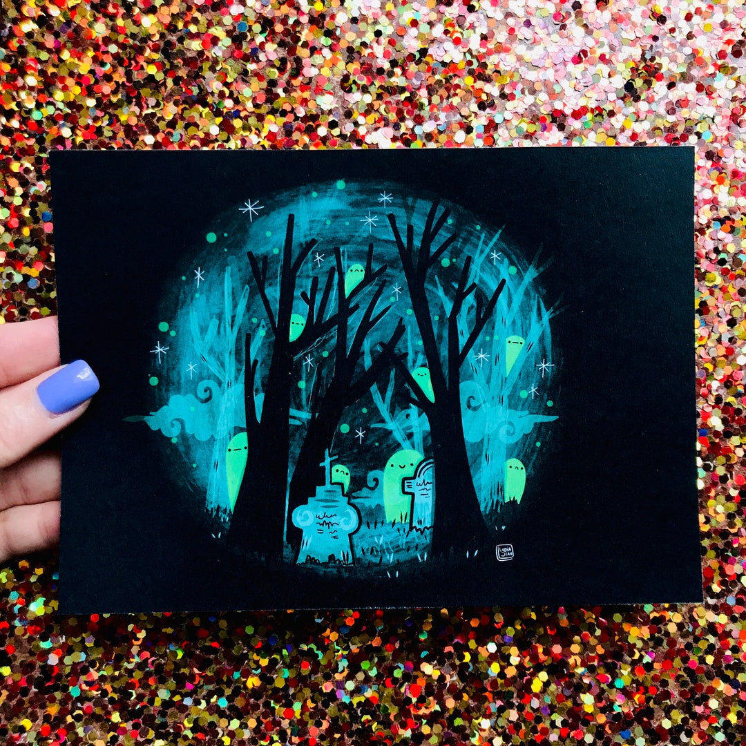Haunted Forest Spirit Art Print for Halloween Lovers | Halloween Art ...