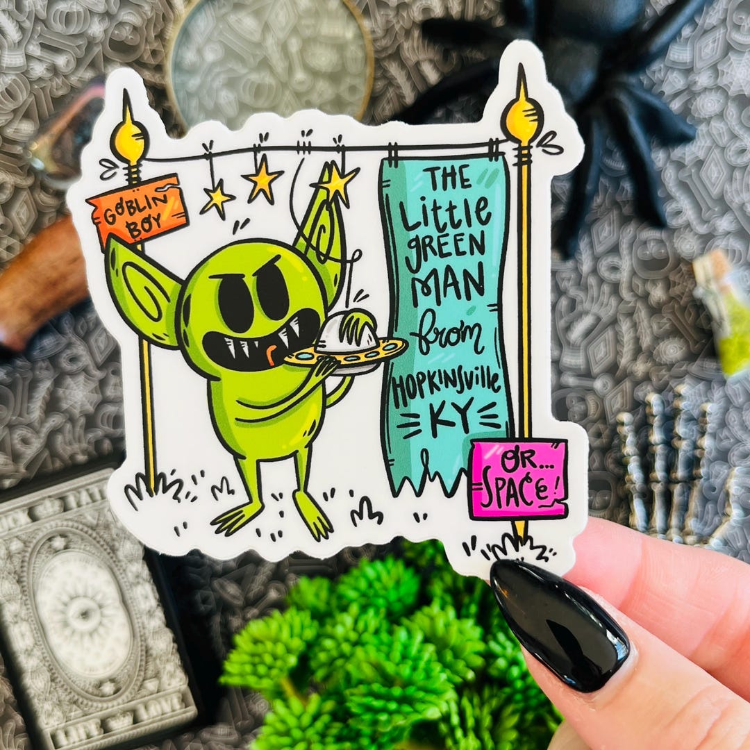 Hopkinsville Goblin Vinyl Sticker| Cryptids | Cute Cryptid ...