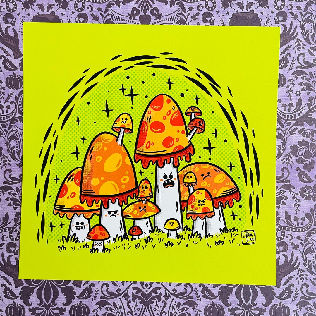 Poisonous Toadstool Gang Art Print | Halloween Illustration | Mushroom ...