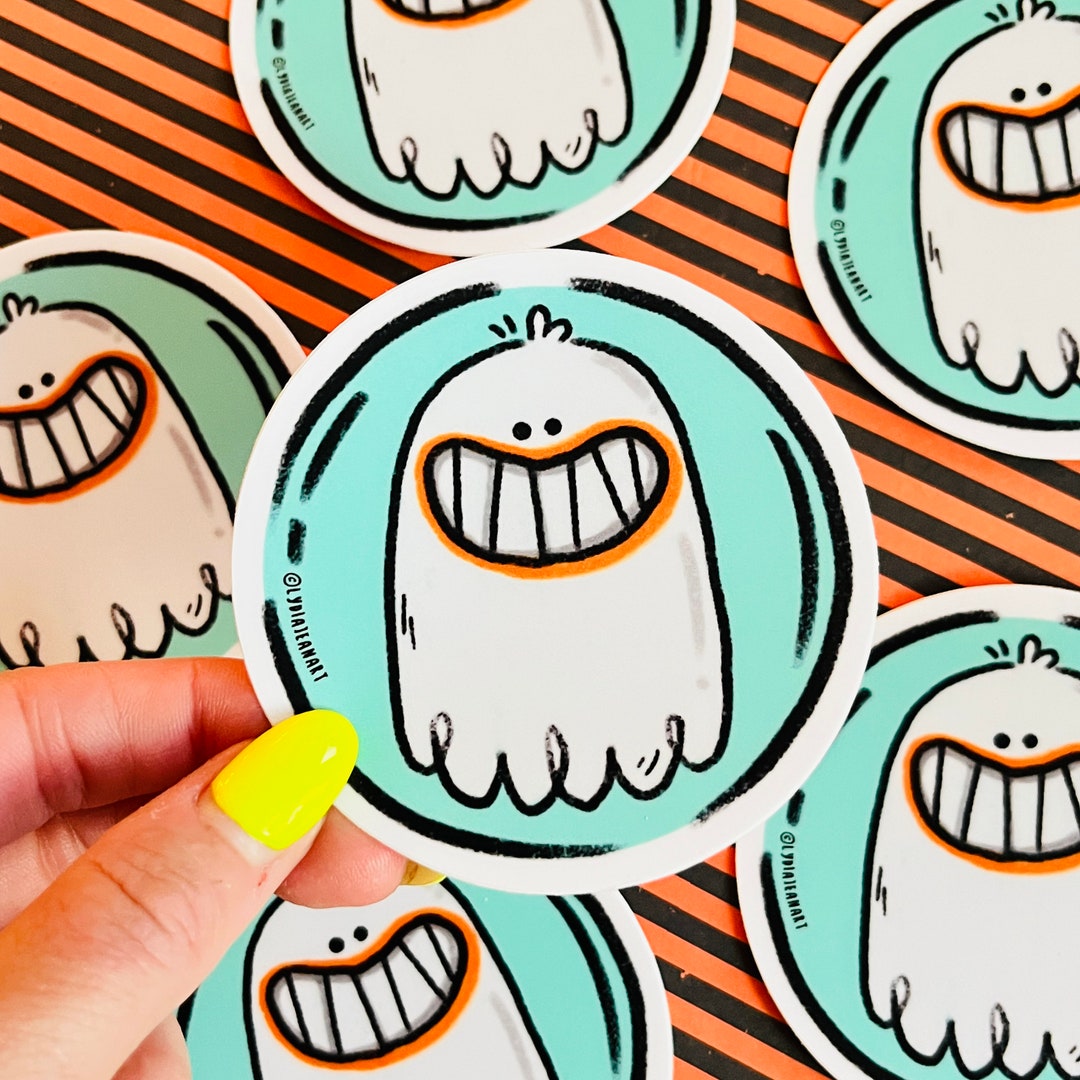 Smiley Ghost Vinyl Sticker - Etsy