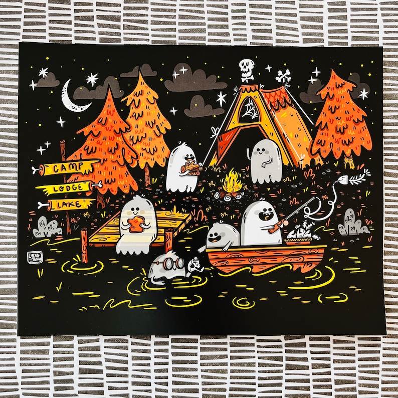 Spooky Summer Camp Halloween Illustration Wall Art for Halloween Lovers ...