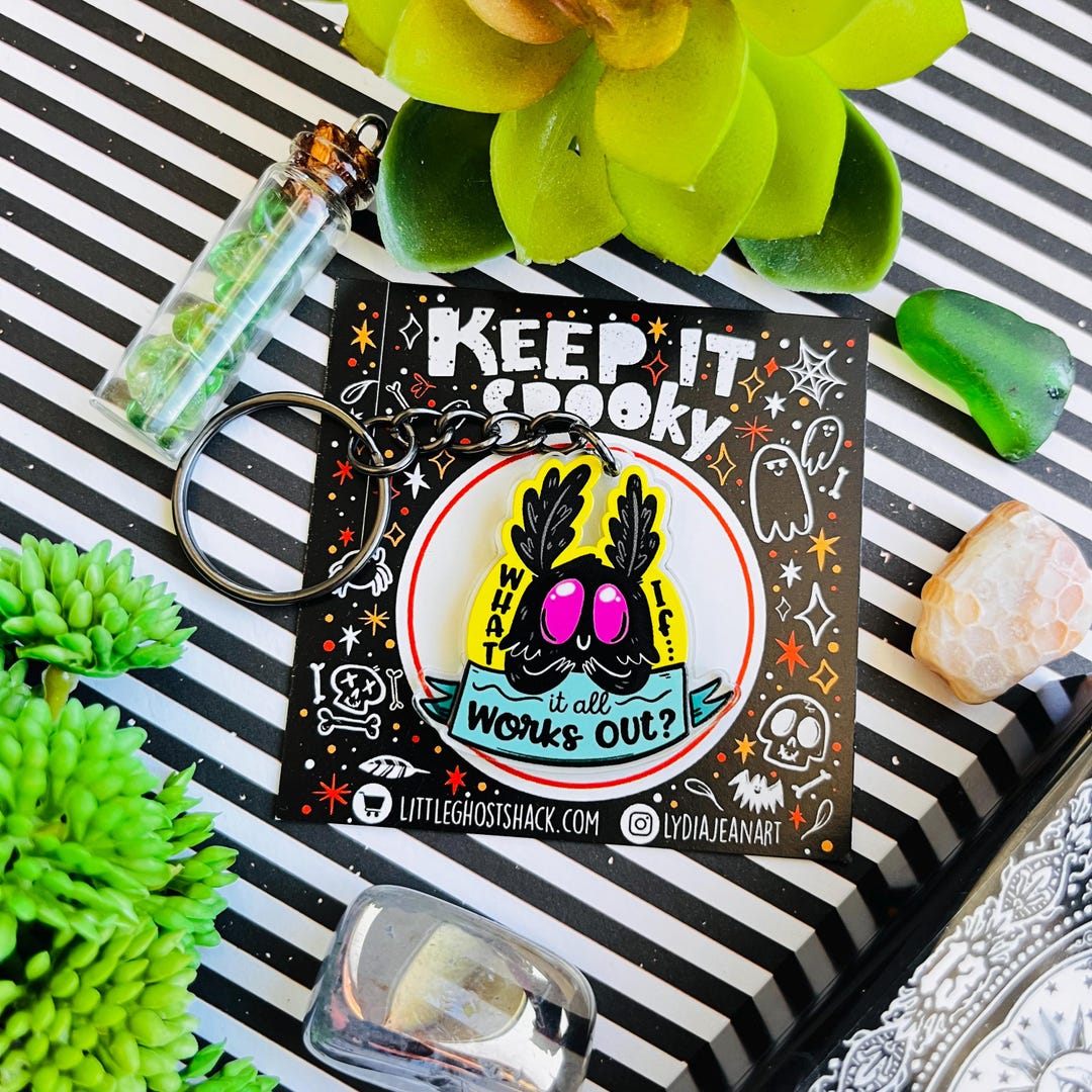 Mothman Keychain | Affirmation | Acrylic Bag Charm | Cryptid Keyring ...
