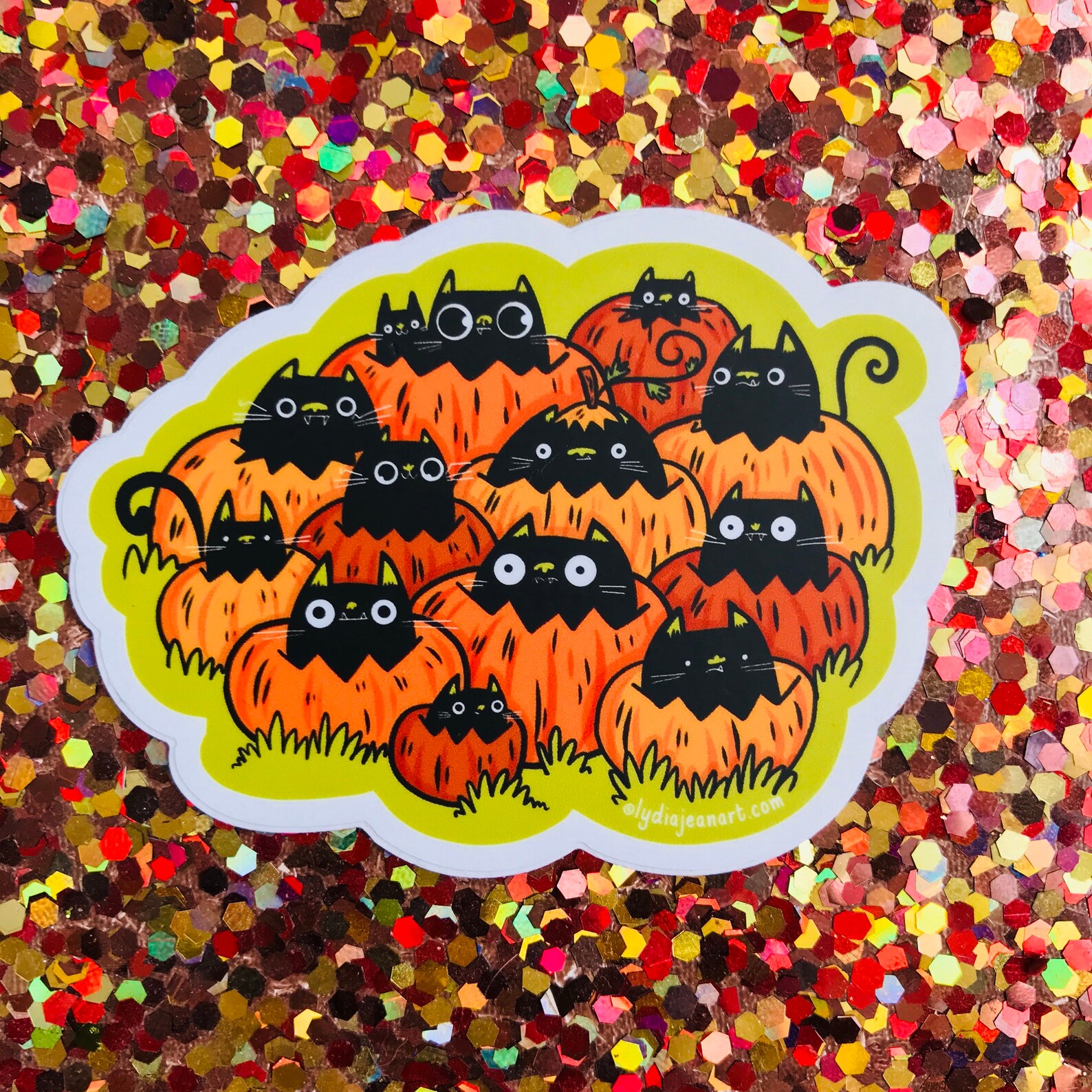 Cat vinyl sticker Cats in Pumpkins Cat Lovers Party Favors | Etsy