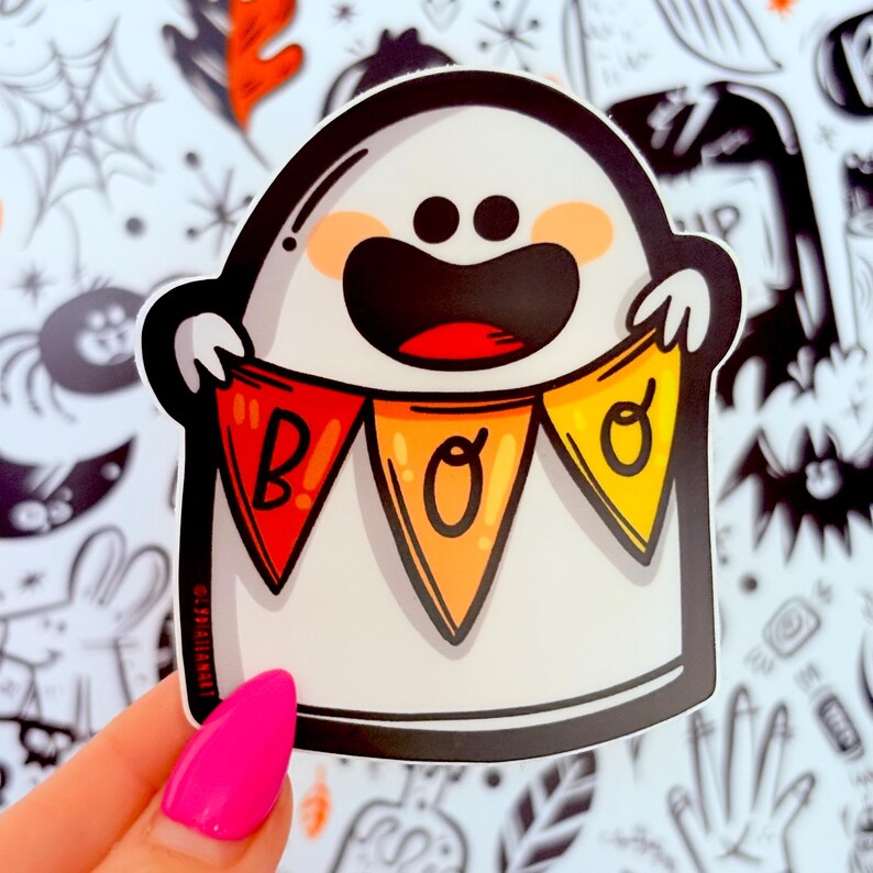 Boo Sticker | Halloween Sticker | Cute Ghost Sticker | Halloween Ghost ...
