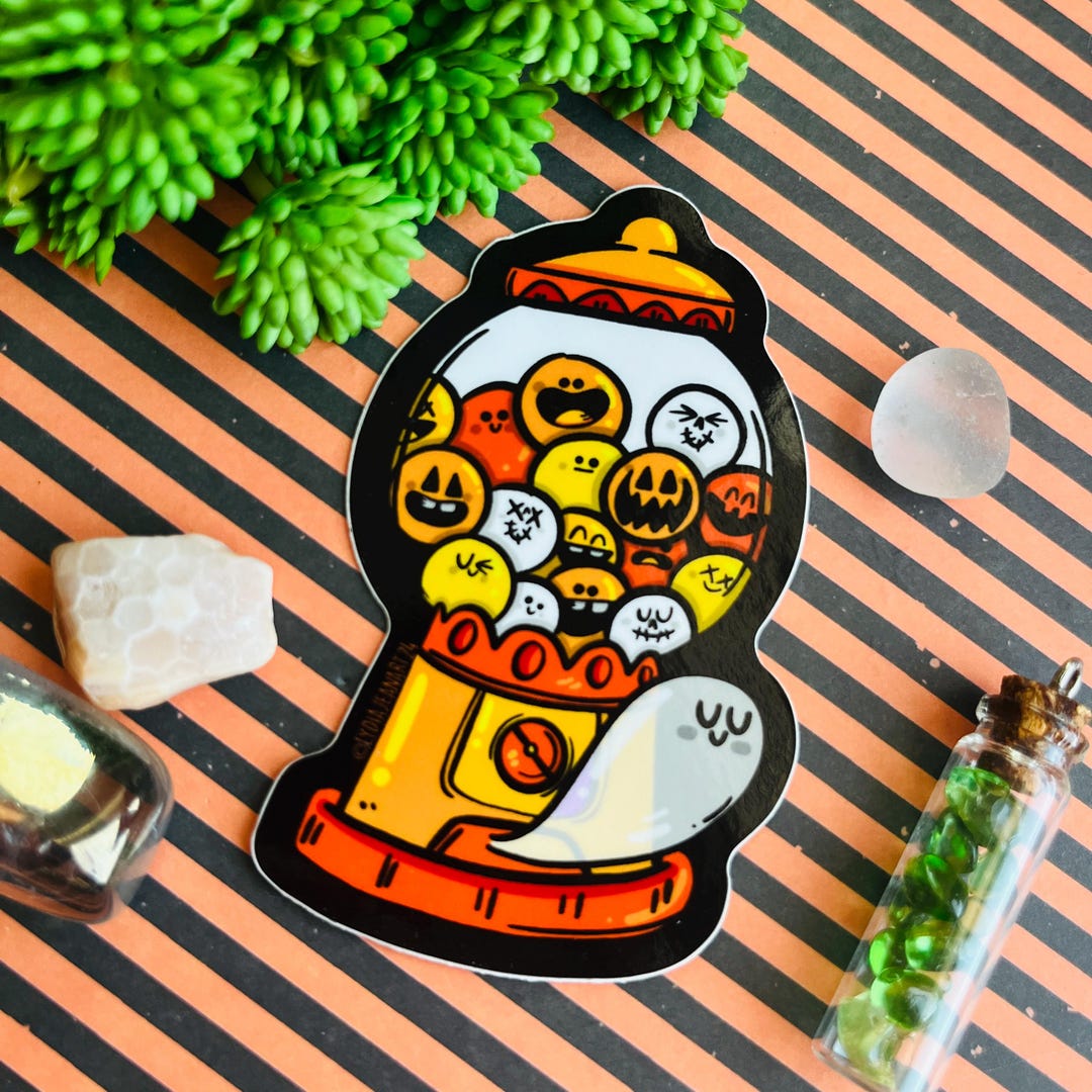 Spooky Gumball Machine Vinyl Sticker - Etsy
