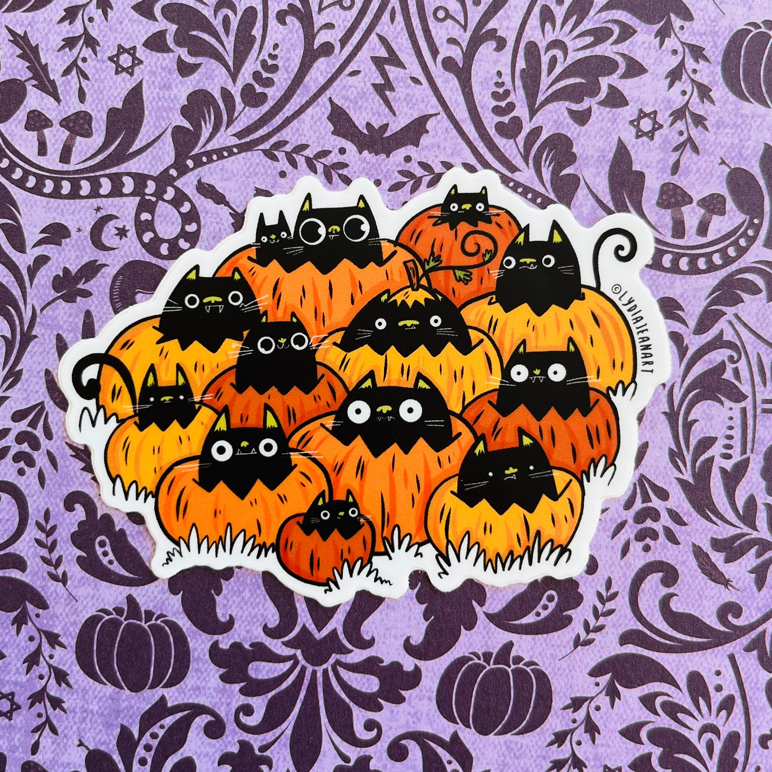 Cat Vinyl Sticker Cats in Pumpkins Cat Lovers Party Favors - Etsy