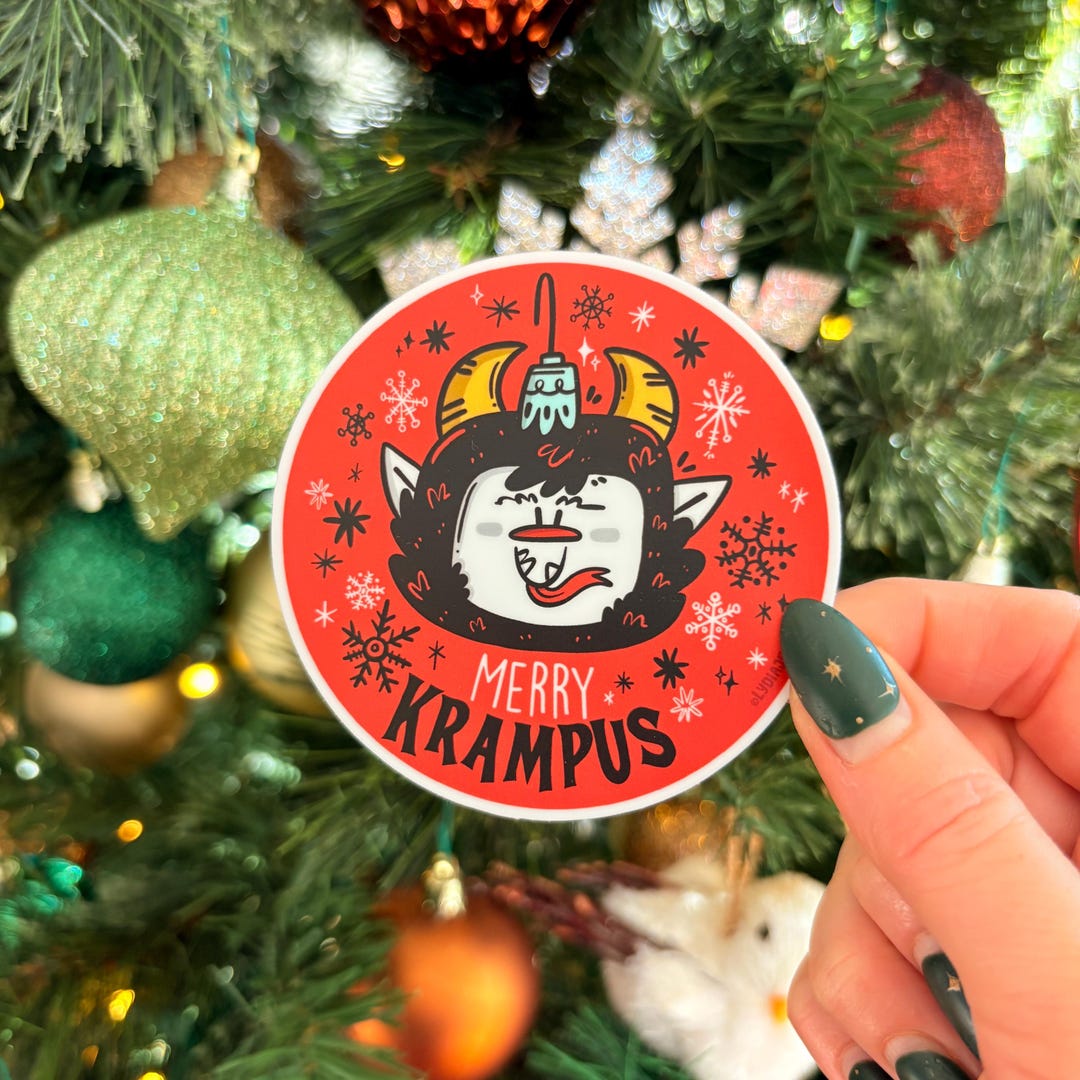 Merry Krampus Vinyl Sticker - Cryptid Christmas Sticker - Original Art ...
