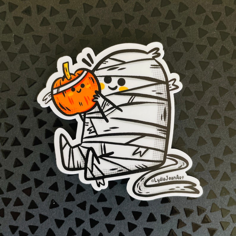 Mummy Vinyl Sticker: Spooky Halloween Decal, Original Artwork by Lydia ...