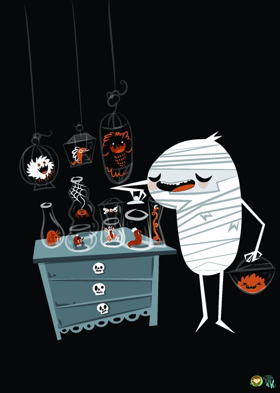 Mummy Collector Halloween Wall Art Prints for Spooky Fans | Etsy