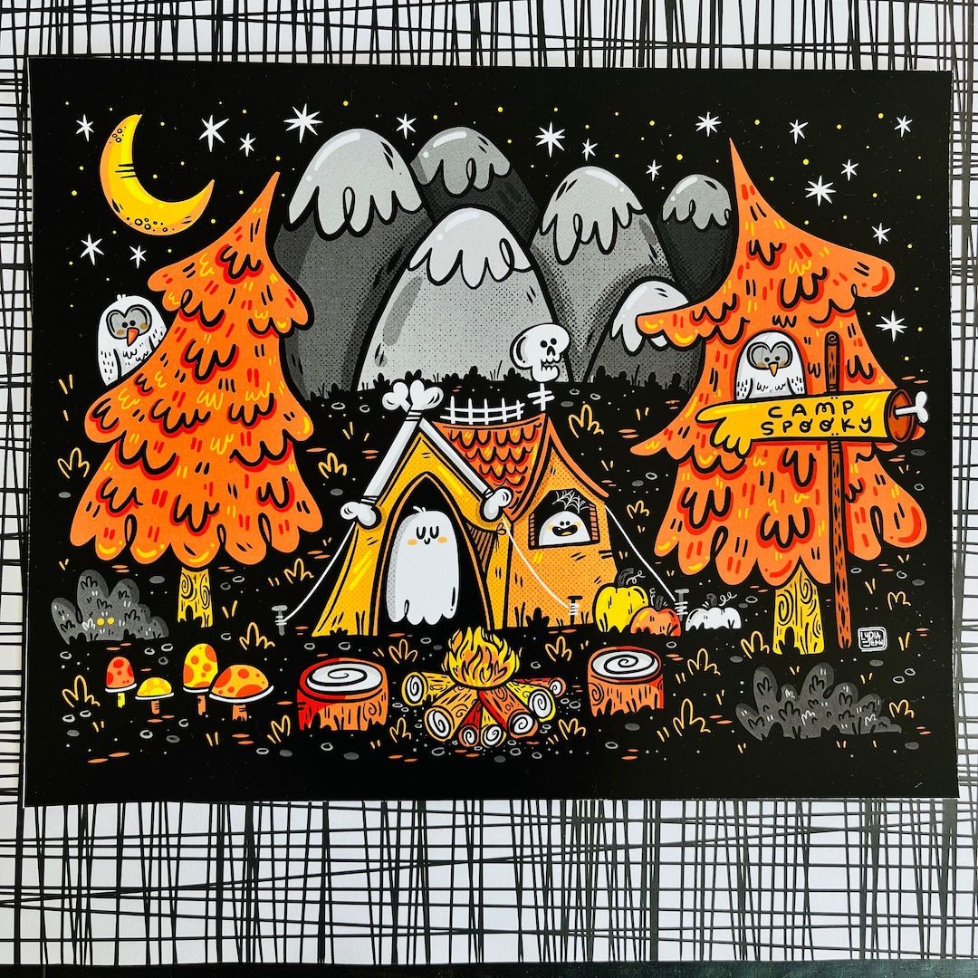 Camp Spooky Halloween Illustration | Spooky Cute Haunted Forest Wall ...