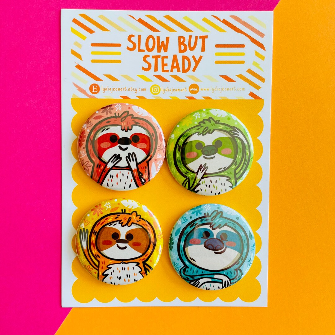 Sloth Buttons or Magnets | Sloth Button | Sloth Gift | Cute Sloths ...