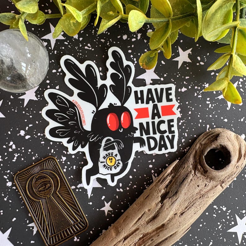 Mothman Sticker: Motivational Cryptid Art - Halloween Vinyl Decal - Etsy