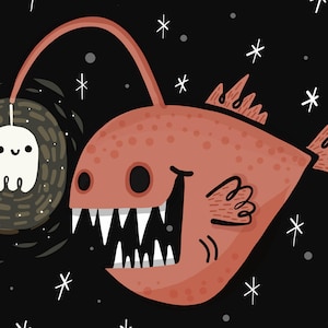 Angler Fish Art Print | Spooky Halloween Wall Decor - Etsy