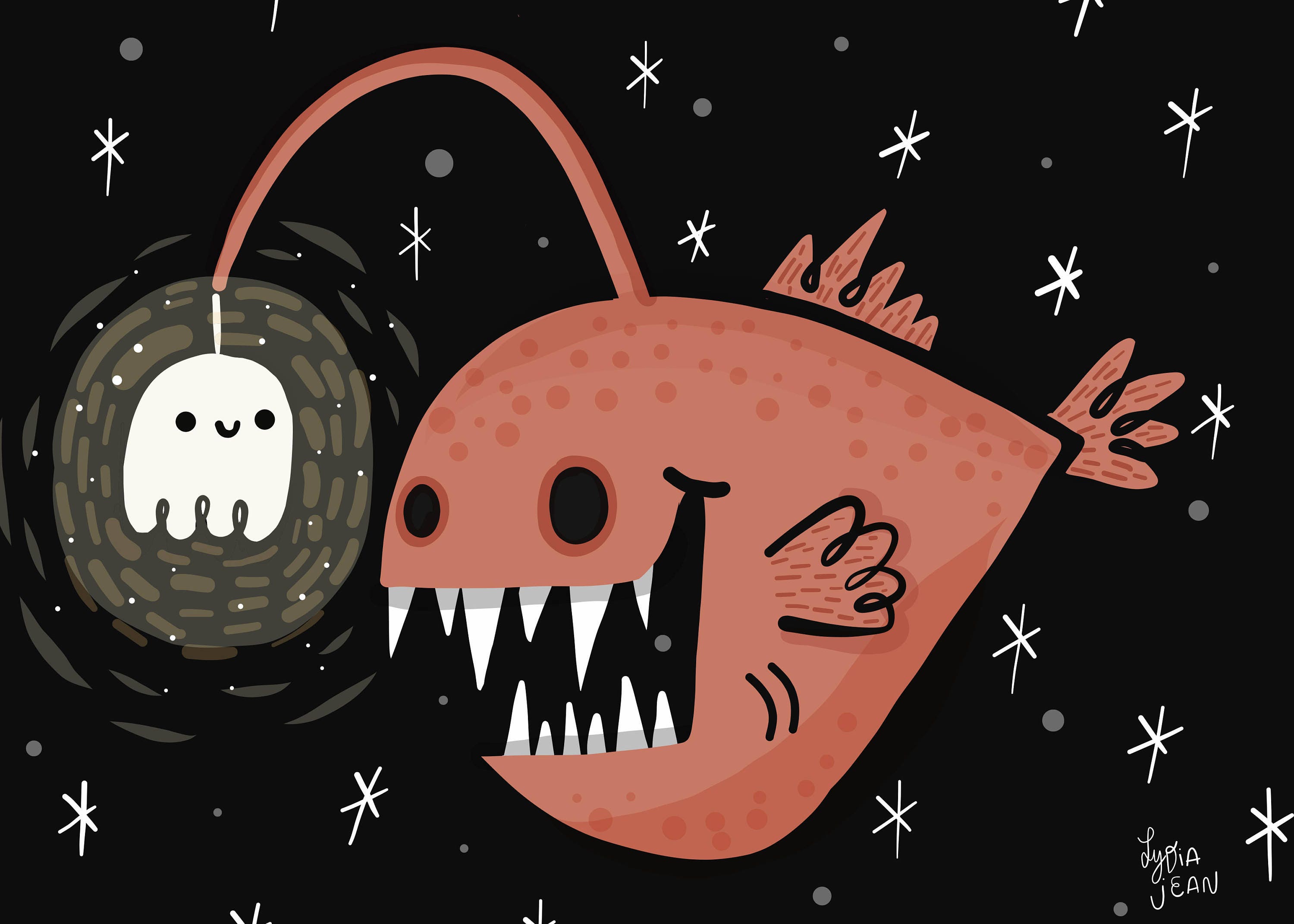 Angler Fish Illustration for Halloween Lovers Halloween Art - Etsy