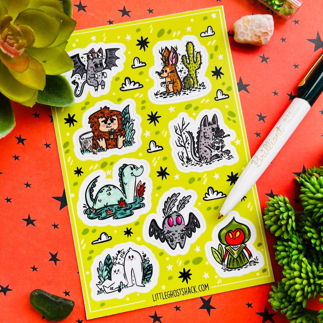 Cryptids Sticker Sheet for Planners or Phonecases, Cryptid Art ...