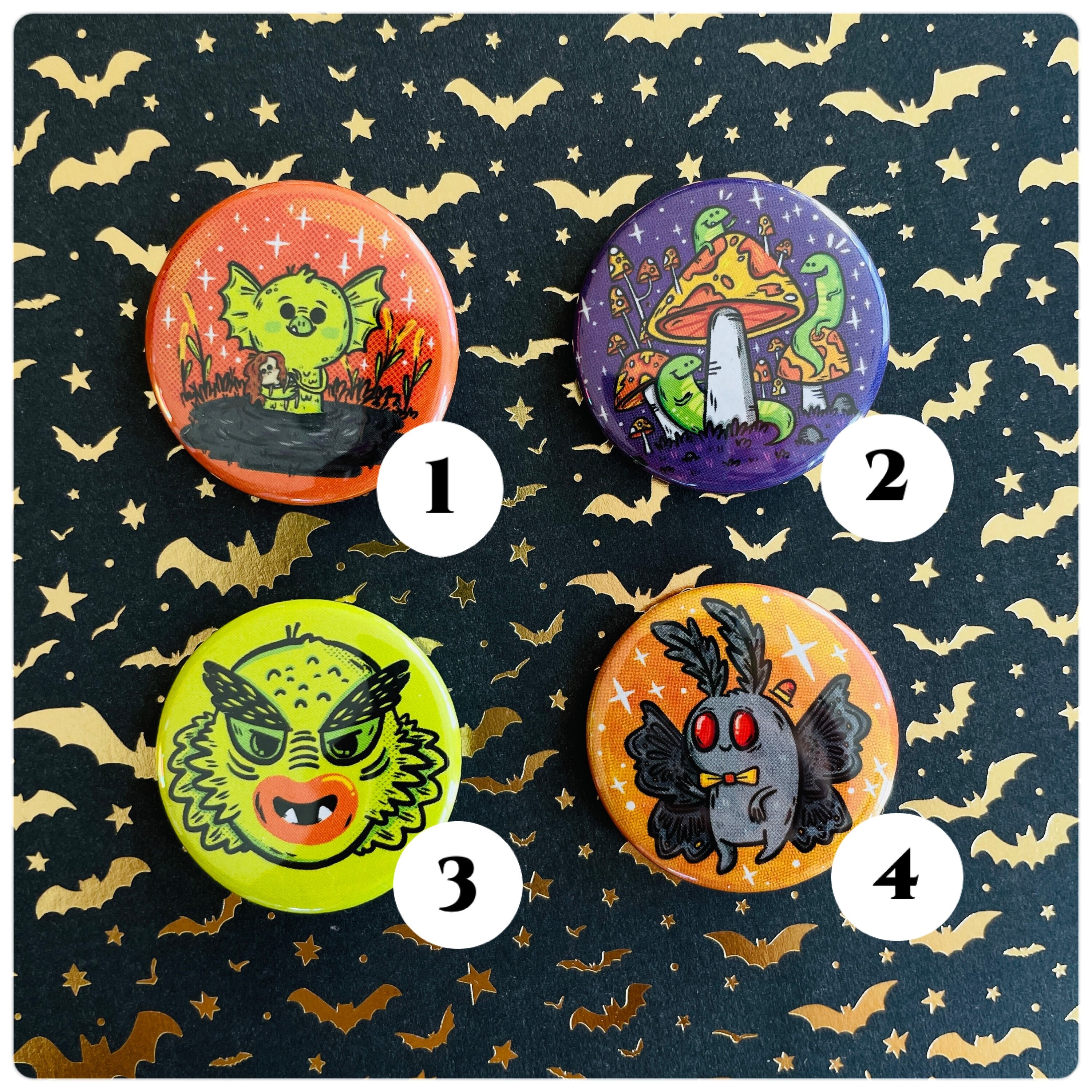 Spooky Season Halloween Buttons or Magnets - Halloween Pin Back - Build ...