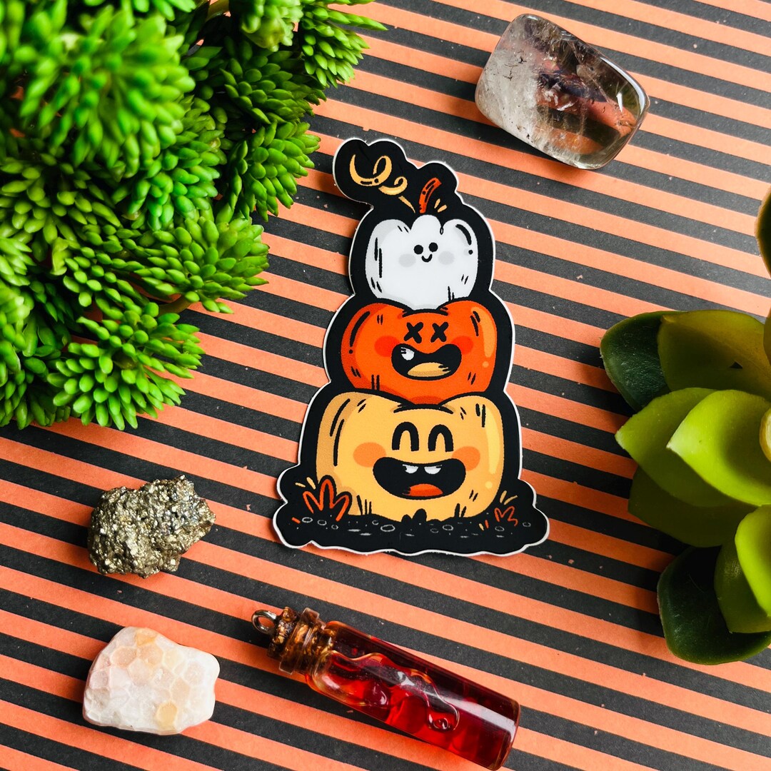 Pumpkin Stack Sticker | Halloween Sticker | Gift for Halloween | Spooky ...