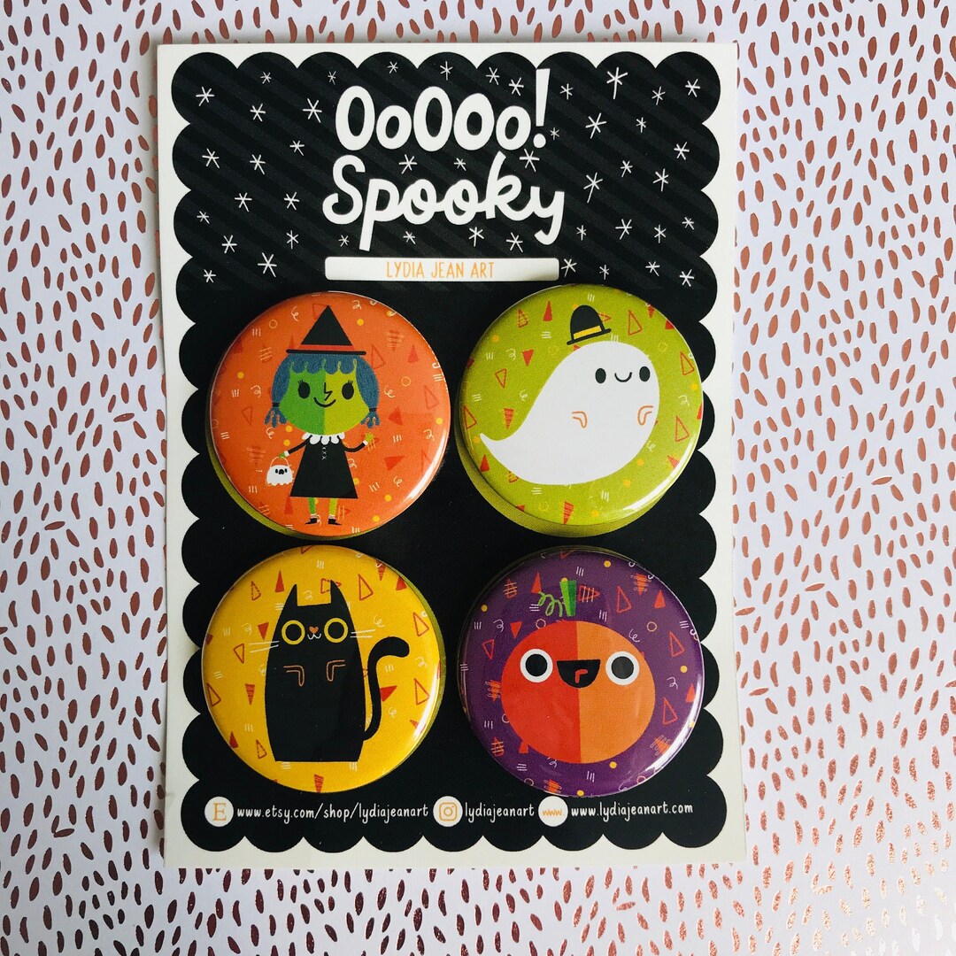 Halloween Buttons / Magnet Set | Halloween Pin Back Buttons | Halloween ...