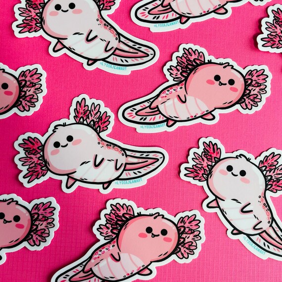 Axolotl Vinyl Sticker Axolotl Sticker Cute Sticker | Etsy