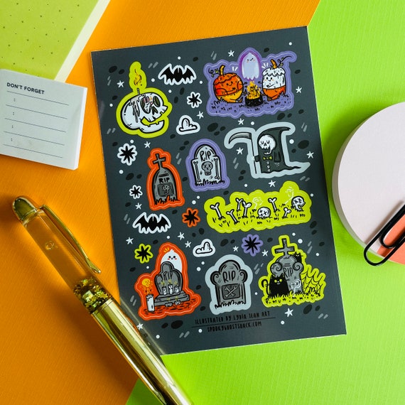 Spooky Graveyard Sticker Sheet for Planners or Mailing Letters - Etsy