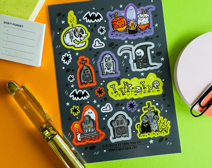 Spooky Graveyard Sticker Sheet for Planners or Mailing Letters - Etsy
