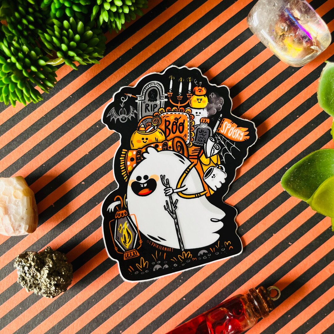 Camping Ghost Sticker | Halloween Sticker | Gift for Halloween | Cute ...