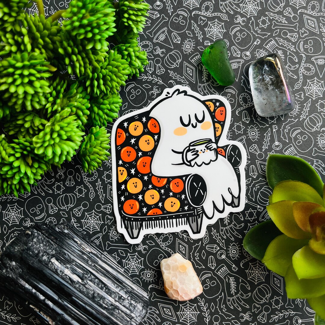 COZY GHOST Sticker, Vinyl Sticker, Halloween Sticker, Cute Halloween ...