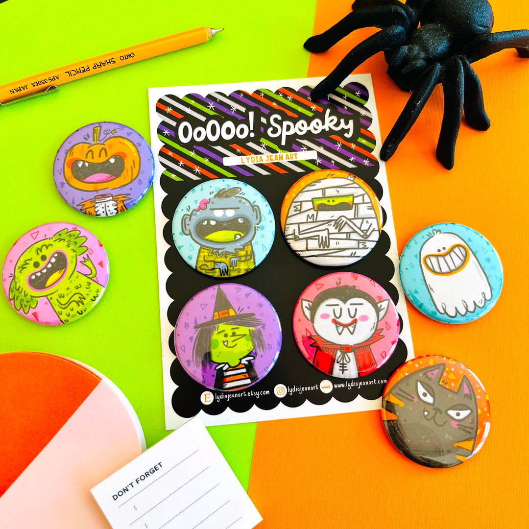 Spooky Icons Magnet or Button Set | Halloween Button Set | Halloween ...
