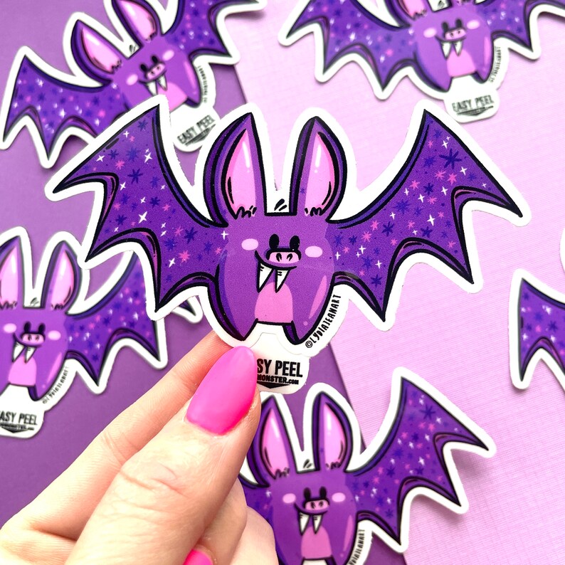 Cosmic Bat Vinyl Sticker Super Cute Bat Sticker Party - Etsy