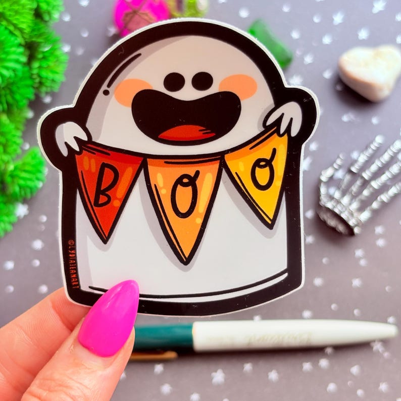 Boo Sticker | Halloween Sticker | Cute Ghost Sticker | Halloween Ghost ...