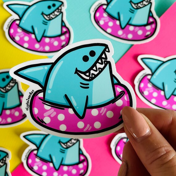 Cute Shark Floaty Sticker Shark Float Sticker Shark Party | Etsy