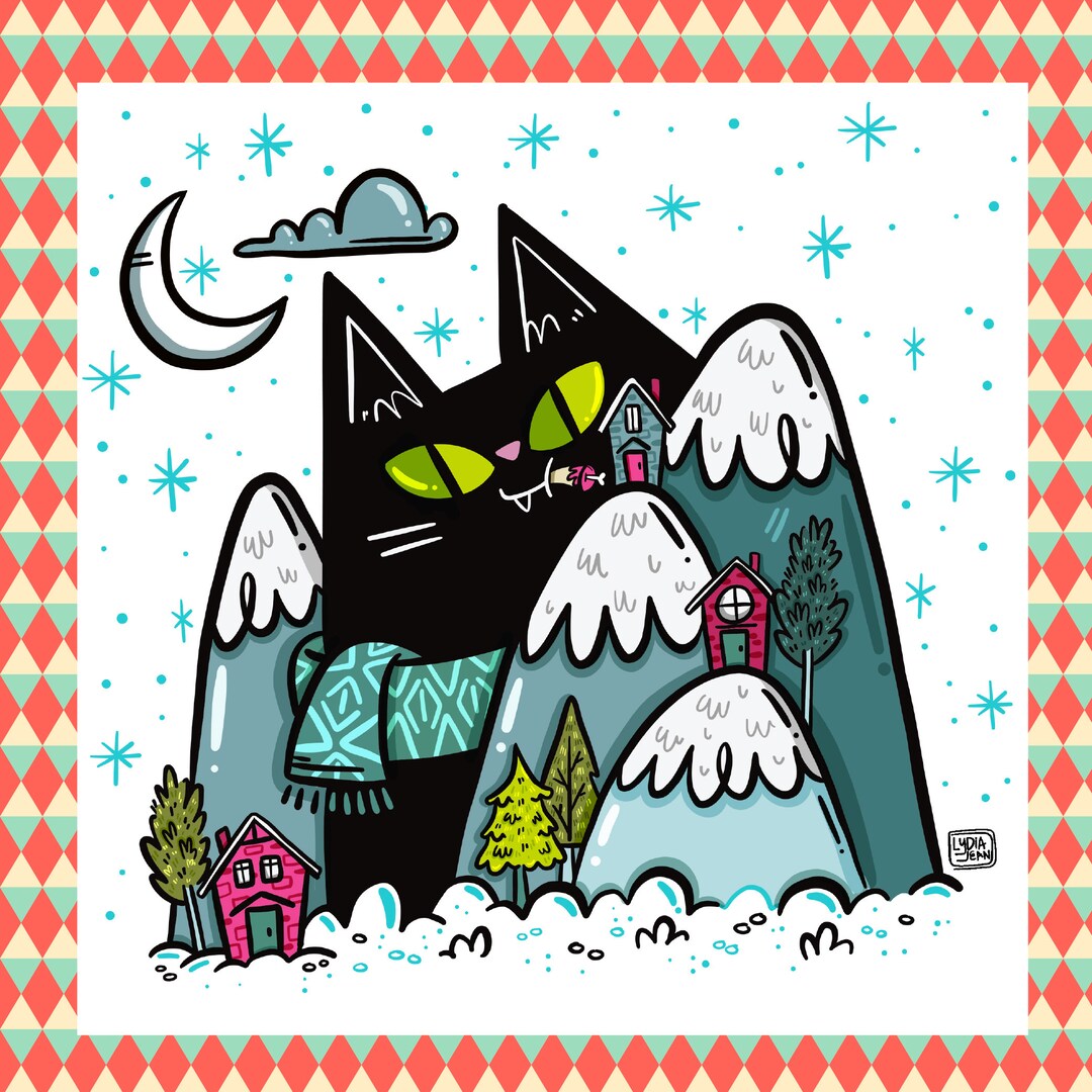 Yule Cat (version3) Art Print - Etsy