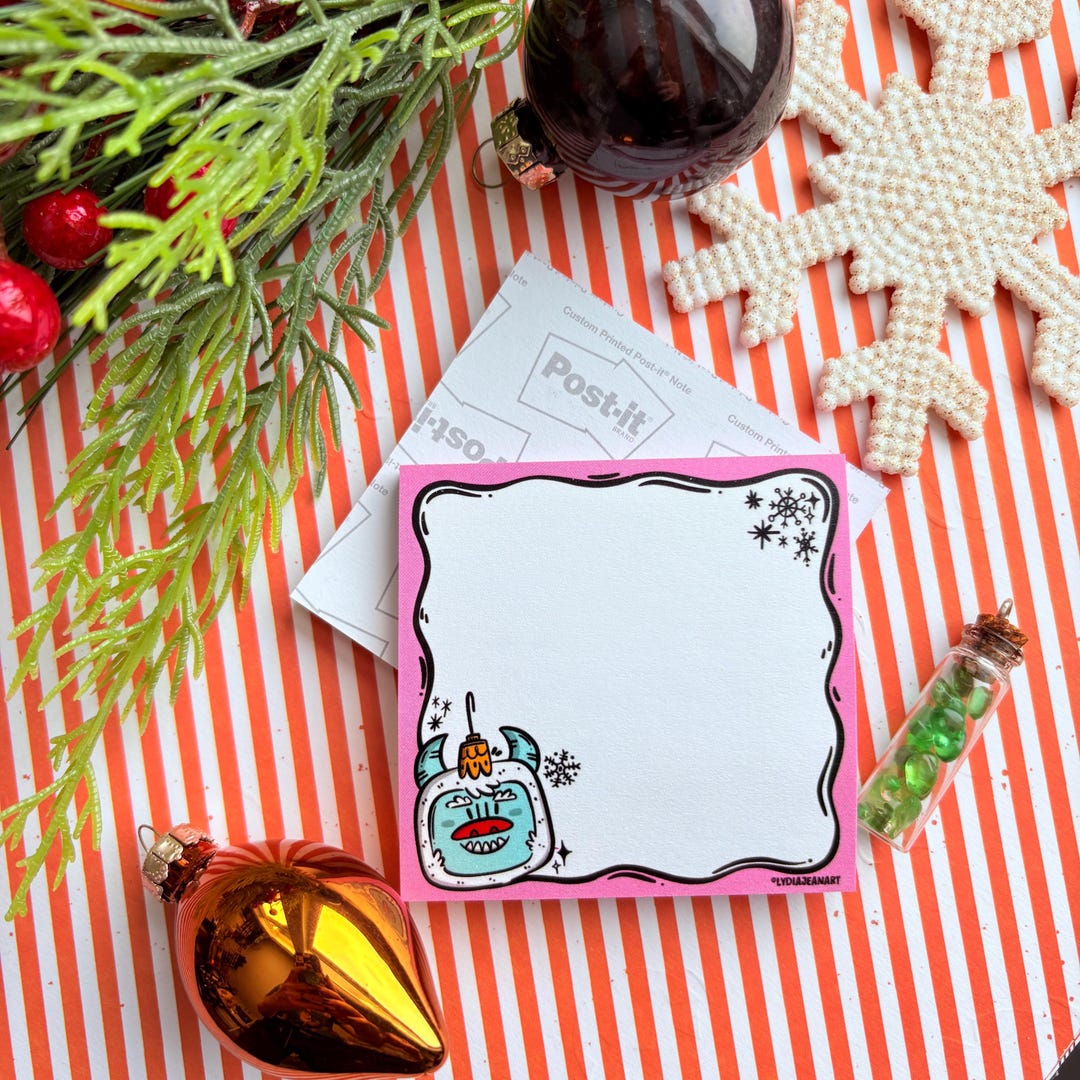 Yeti Sticky Notepad: Christmas Notes - Stationery Gift - Original Art ...