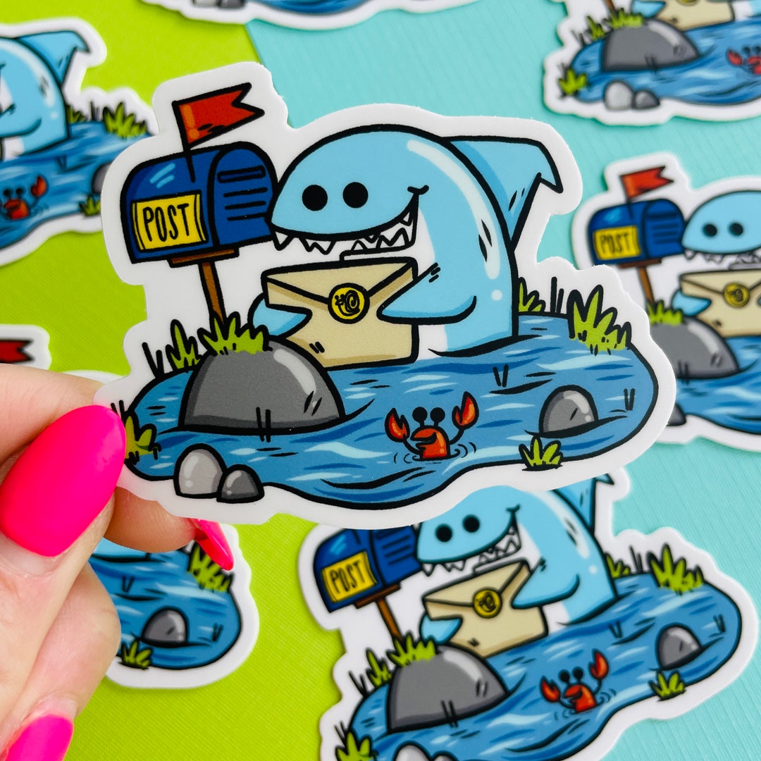 Shark Mail Vinyl Sticker - Etsy