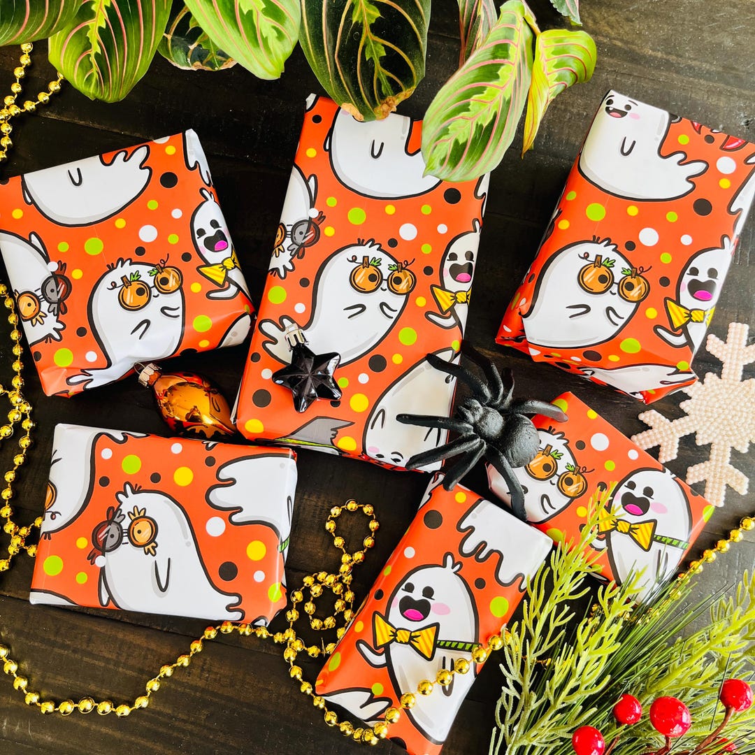 Ghost Wrapping Paper Sheets - Single Sheet 20”x29” | Creepmas Gift Wrap ...