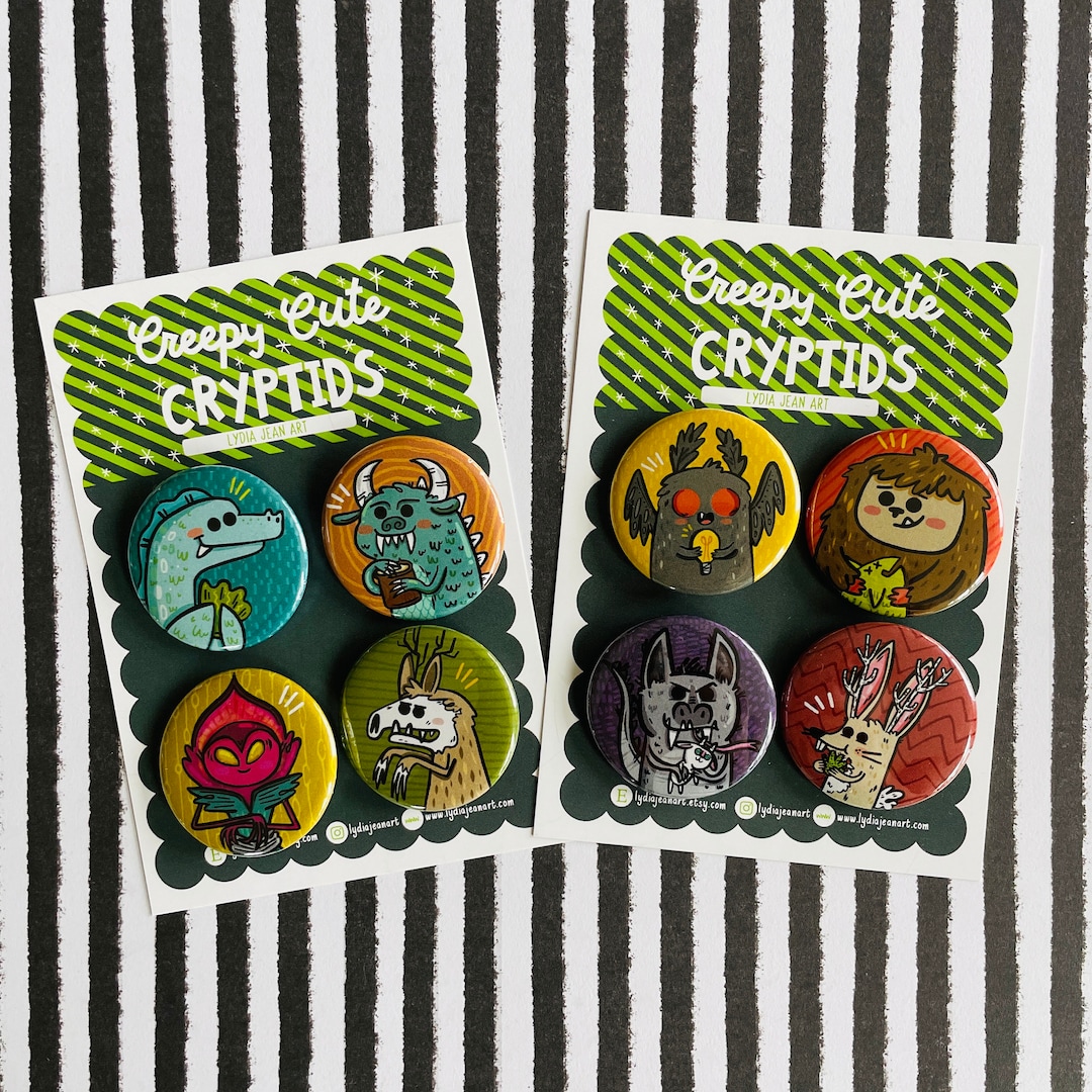 Cryptid Magnet or Pin Set | Cryptid Pin Back Button | Cryptid Magnet ...