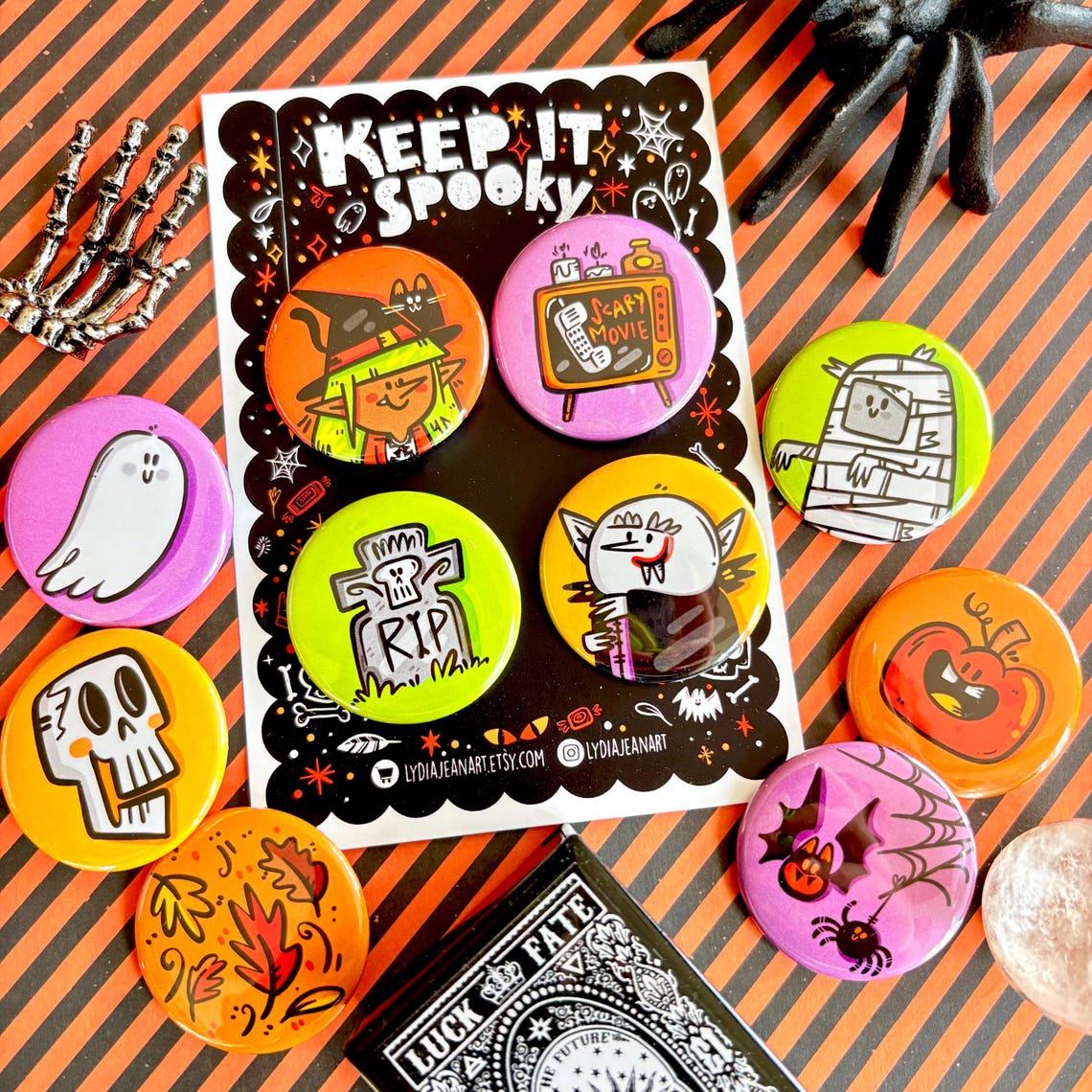 Halloween Icon Magnet or Pin Set: Spooky Art Buttons - Etsy