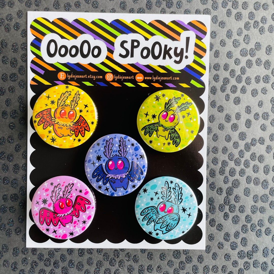 Mothman Buttons or Magnets | Mothman Pin | Cryptid Button | Mothman ...