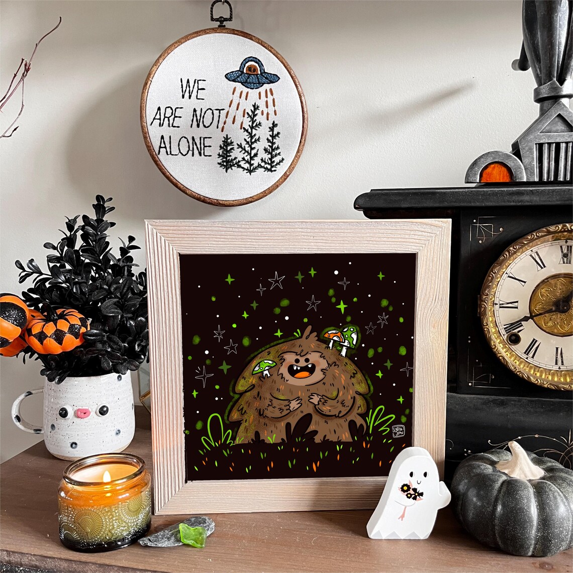 Bigfoot Grassman Art Print for Cryptid Lovers | Halloween Art | Cryptid ...