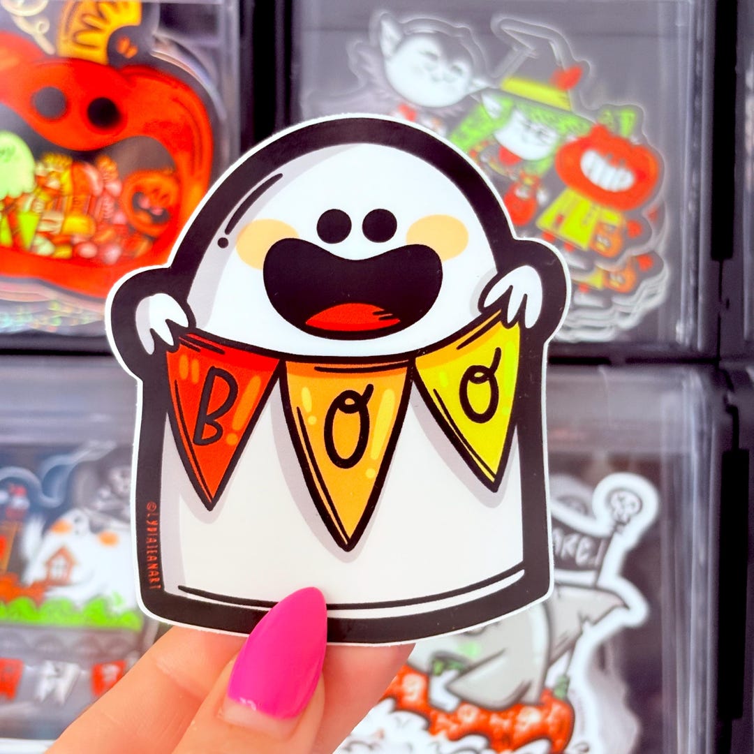 Boo Sticker | Halloween Sticker | Cute Ghost Sticker | Halloween Ghost ...